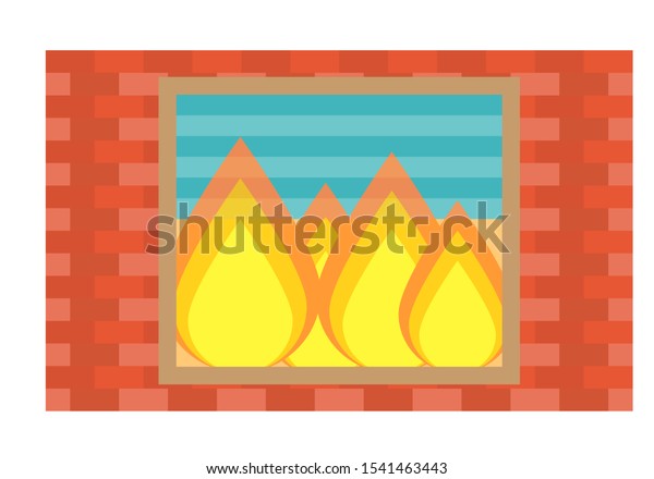 Fire Onestory Fire Coming Out Window Stock Vector (Royalty Free ...