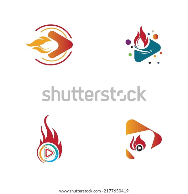 Fire Play Button Logo Set Design: เวกเตอร์สต็อก (ปลอดค่าลิขสิทธิ์ ...