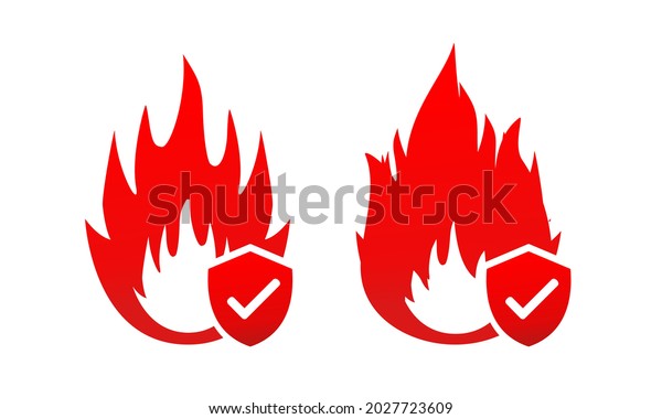 Fire Protection Icon Symbol Fire Security Stock Vector (Royalty Free ...