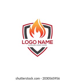 Fire Protection Logo Shield Flame Vector Stock Vector (Royalty Free ...