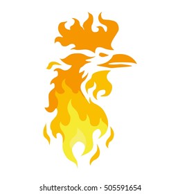 Fire Rooster Head Vector Illustration Stock Vector (Royalty Free ...