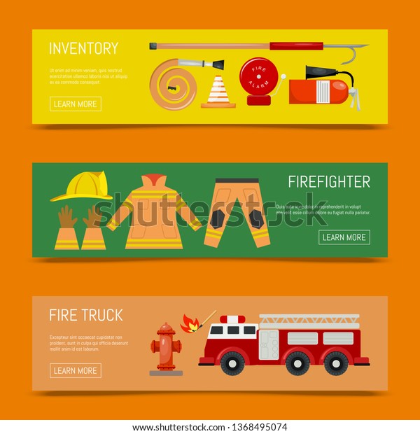 Fire Safety Banners Vector Illustration Firefighting: vector de stock ...