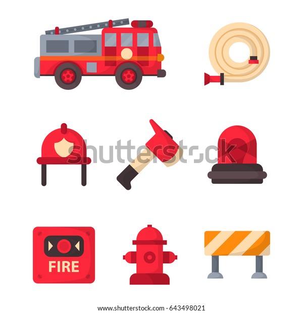 Fire Safety Equipment Emergency Tools Firefighter Stock Vector (Royalty ...