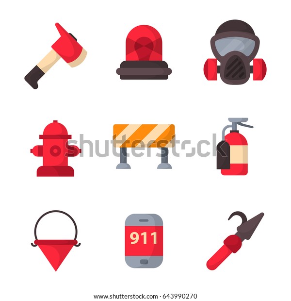 Fire Safety Equipment Emergency Tools Firefighter Stock Vector (Royalty ...