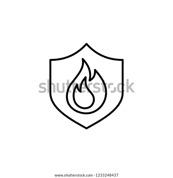 Fire Shield Symbol Line Black Icon: เวกเตอร์สต็อก (ปลอดค่าลิขสิทธิ์ ...