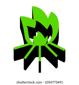 Fire Sign Vector Green 3d Icon Stock Vector (Royalty Free) 1054773491