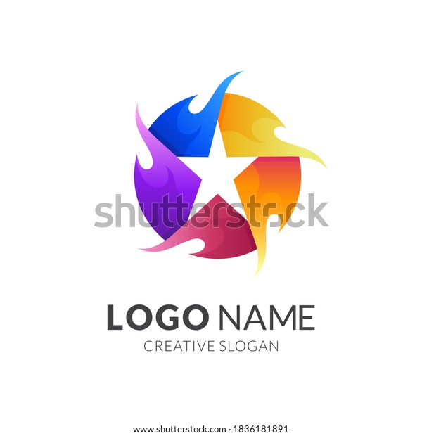 Fire Star Logo Fire Star Combination Stock Vector (Royalty Free ...