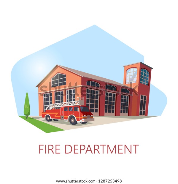Fire Station Building Fire Department Construction Stock Vector ...