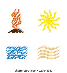 Fire Sun Water Air Stock Vector (Royalty Free) 227645953 | Shutterstock