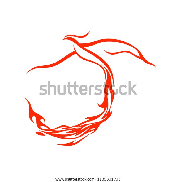 Fire Tail Phoenix Flying Symbol Design Stock Vector (Royalty Free ...