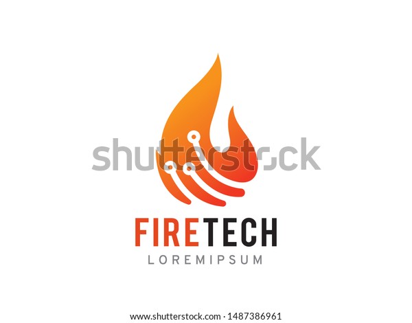 Fire Technology Logo Symbol Icon Template: vector de stock (libre de ...