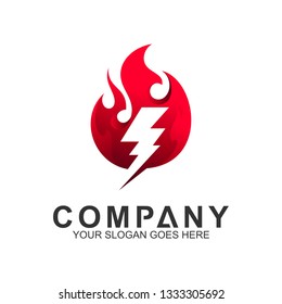 Fire Thunder Logo Design Concept Stock Vector (Royalty Free) 1333305692 ...