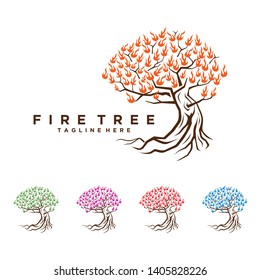 Fire Trees Logo Vector Icon Ilustration Stock Vector (Royalty Free ...