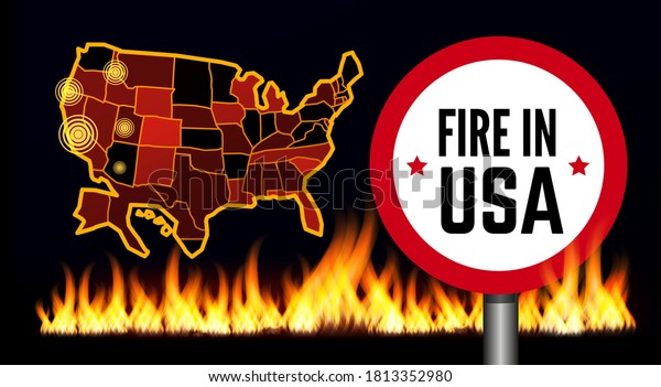 Fire Usa Infographic Map Bushfires Around Stock Vector (Royalty Free ...