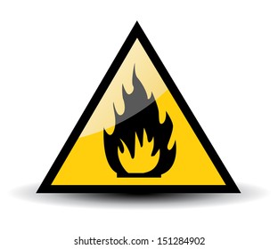 Fire Warning Sign On White Stock Vector (Royalty Free) 151284902 ...