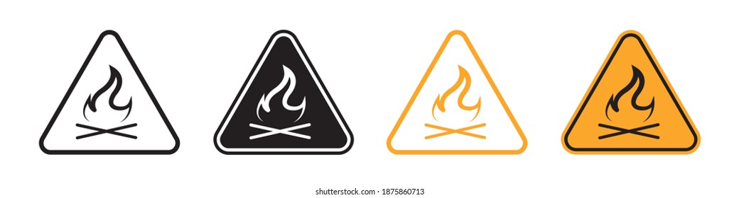 Fire Warning Sign Set Inflammable Substances Stock Vector (Royalty Free ...