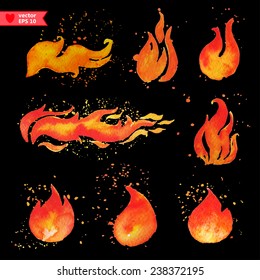Fire Water Color Vector Each Element Stock Vector (Royalty Free) 238372195