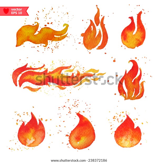 Fire Water Color Vector Each Element Stock Vector (Royalty Free ...