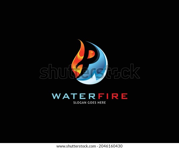 Fire Water Letter P Logo Template Stock Vector (Royalty Free) 2046160430
