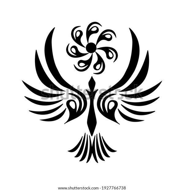 Firebird vector icon. Phoenix symbol, logo design element. Black ...