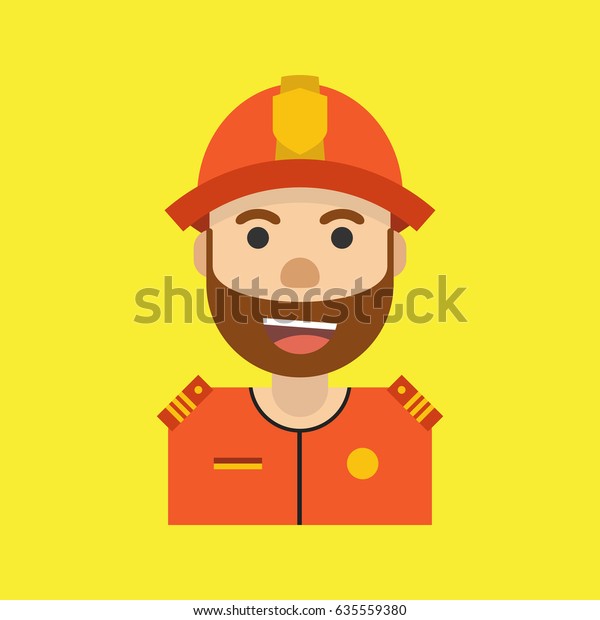 Firefighter Avatar Flat Cartoon Style Vector Stock Vector (Royalty Free ...