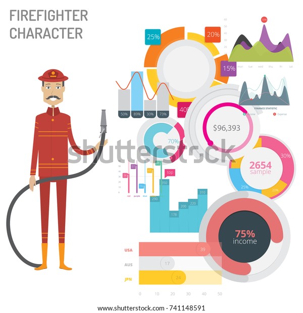 Firefighter Character Diagram Stock Vector (Royalty Free) 741148591 ...