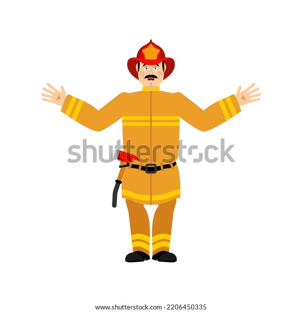 Firefighter Happy Fireman Merry Emotion Joyful Stock Vector (Royalty ...