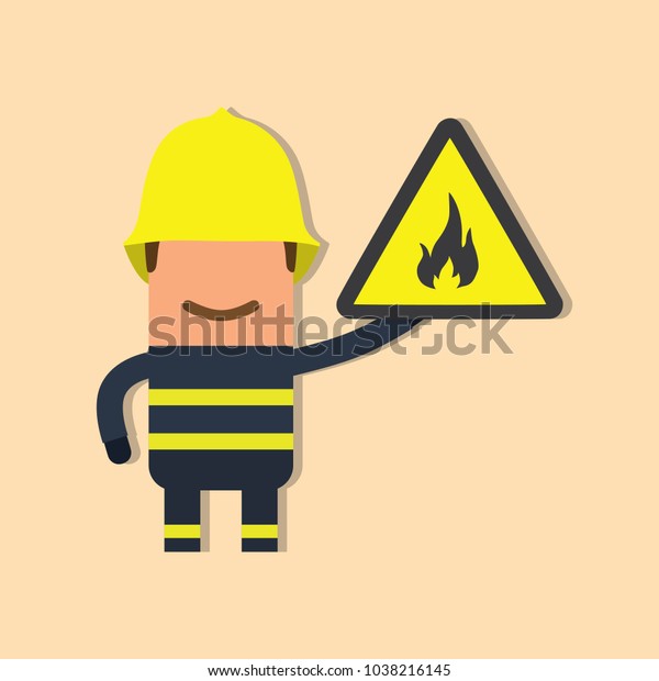 Firefighter Holding Fire Signal Vector Illustration Stock Vector ...