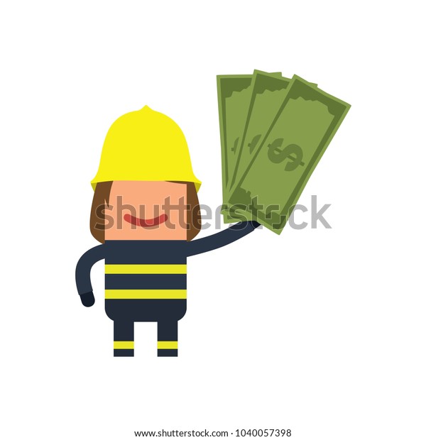 Firefighter Holding Money Vector Illustration Design Stock Vector ...