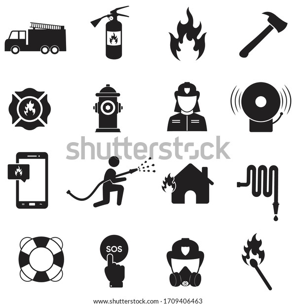 Firefighter Icon Set Fire Department Sign Stock Vector (Royalty Free ...