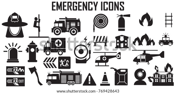 Firefighter Icons Mono Vector Symbols Stock Vector (Royalty Free) 769428643