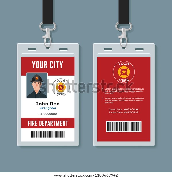 Firefighter Id Badge Design Template Stock Vector (Royalty Free ...
