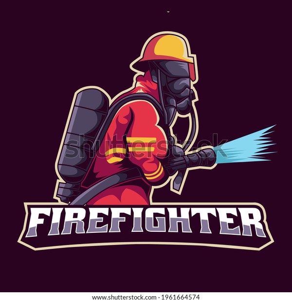 Firefighter Mascot Logo Fire Department Badge Stock Vector (Royalty ...
