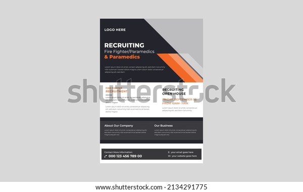Firefighter Recruitment Flyer Template Fire Safety Stock Vector ...