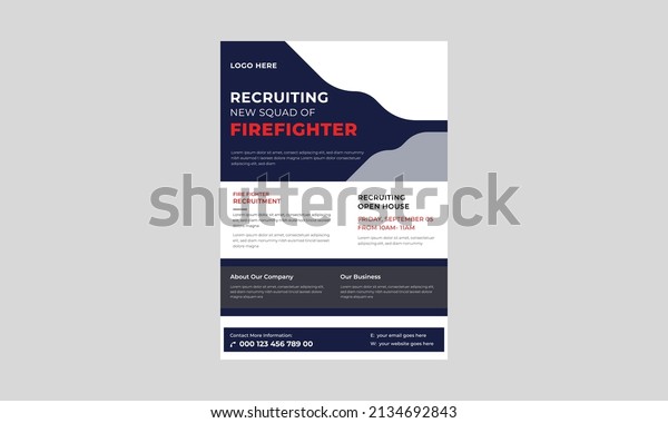 Firefighter Recruitment Flyer Template Fire Safety: стоковая векторная ...