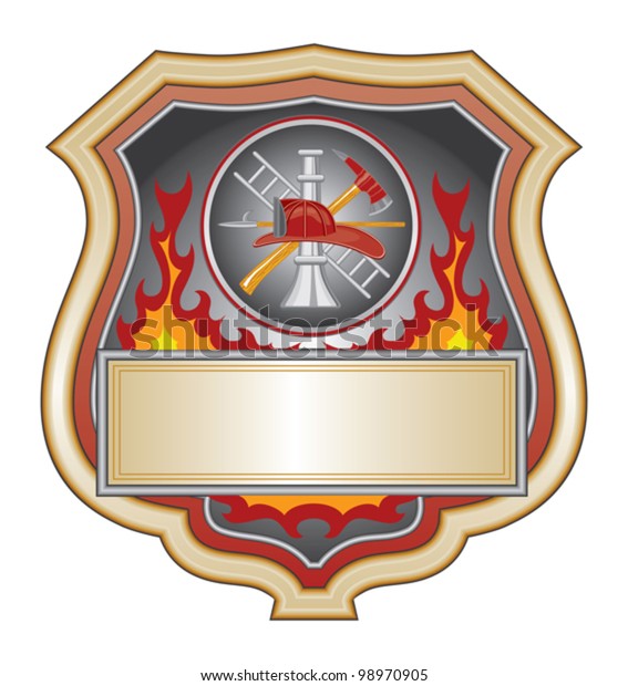 Firefighter Shield Illustration Firefighter Fire Department Stock ...