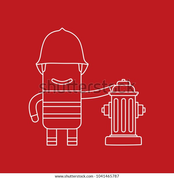 Firefighter Showing Water Intake Vector Illustration Stock Vector ...