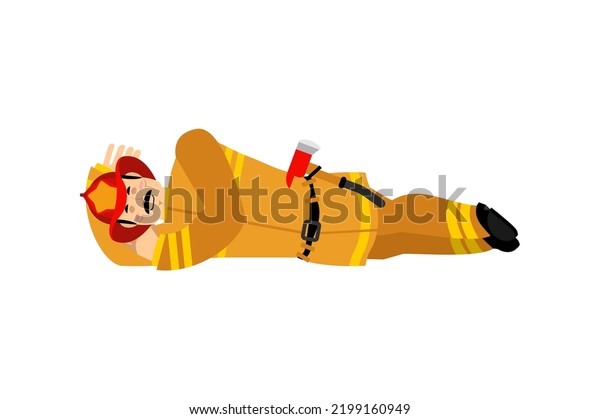 Firefighter Sleeping Isolated Fireman Asleep Emotions Stock Vector ...