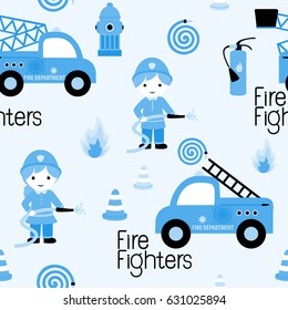 Firefighters Seamless Pattern Fire Related Icons Stock Vector (Royalty ...