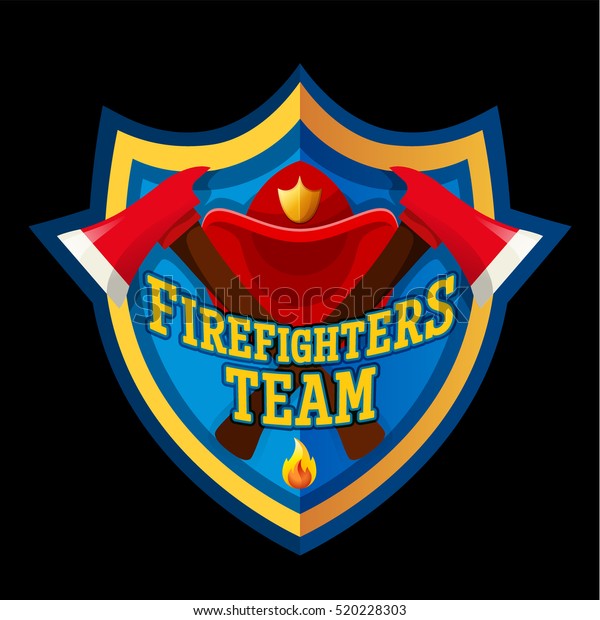 Firefighters Team Firefighter Emblem Label Badge Stock Vector (Royalty ...