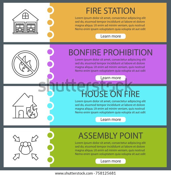 Firefighting Web Banner Templates Set Fire Stock Vector (Royalty Free ...