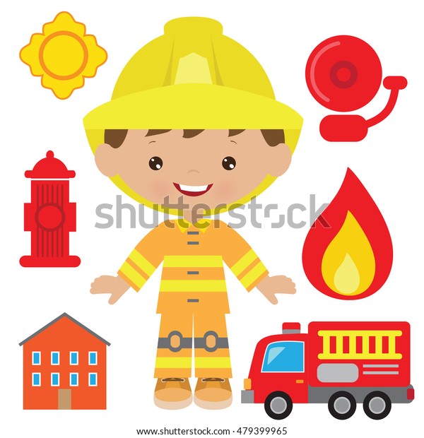 Fireman Boy Vector Illustration Stock Vector (Royalty Free) 479399965 ...