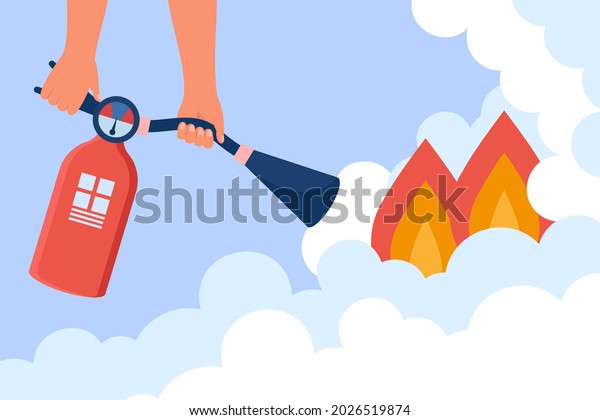 Fireman Cartoon Character Extinguishing Fire Home Stock Vector (Royalty ...
