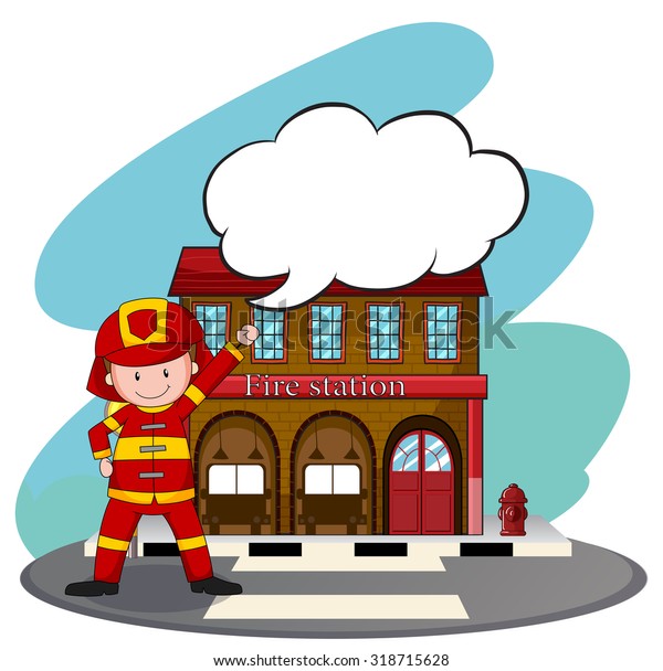 Firemen Working Fire Station Illustration Stock Vector (Royalty Free ...