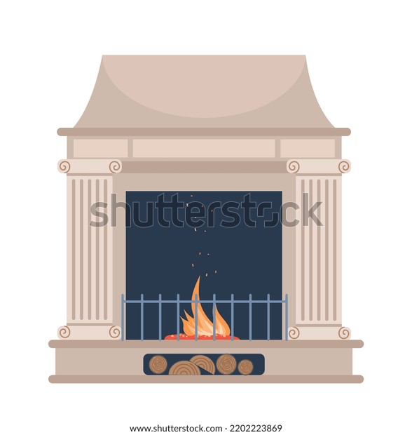 Fireplace Hearth Design Sticker Antique Elegant Stock Vector (Royalty ...