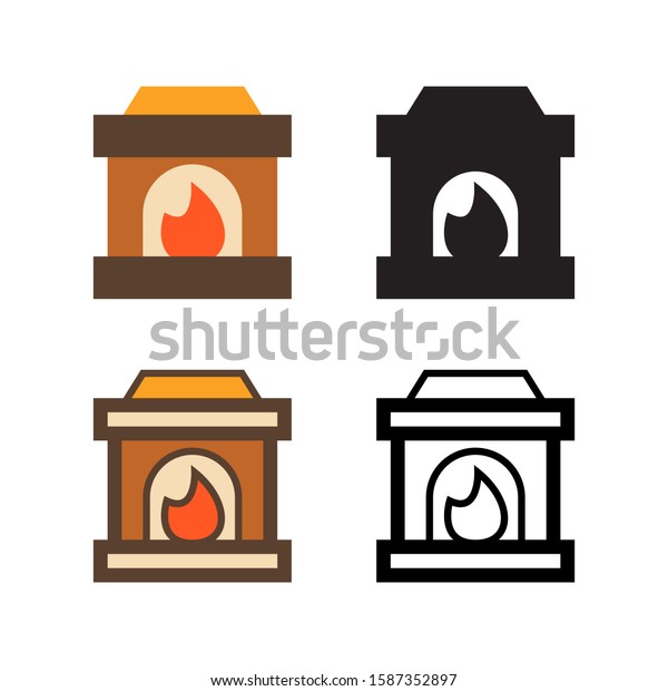 Fireplace Logo Icon Design Four Style Stock Vector (Royalty Free ...