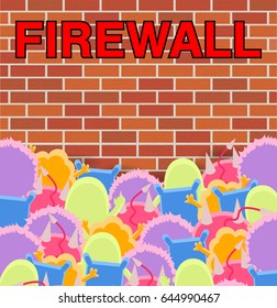 Firewall Brick Protect Virus Cartoon Computer Stock Vector (Royalty ...