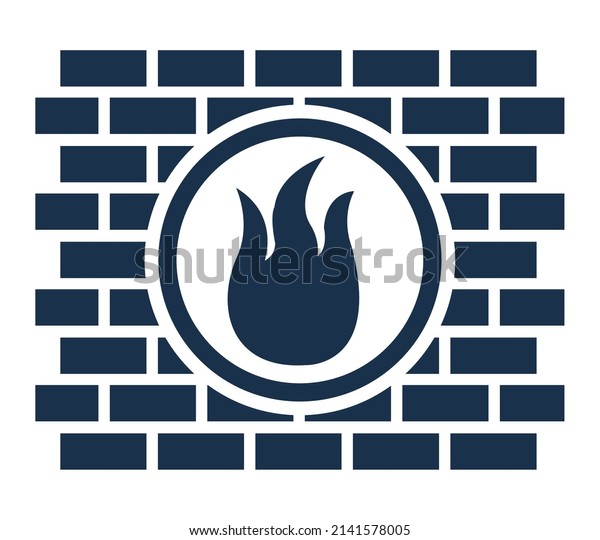 Firewall Cyber Security Isolated Icon Stock Vector (Royalty Free ...