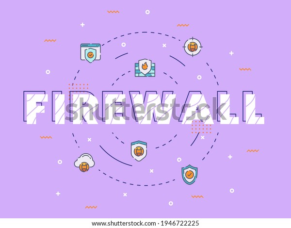 Firewall Typography Color Outline Style Stock Vector (Royalty Free ...
