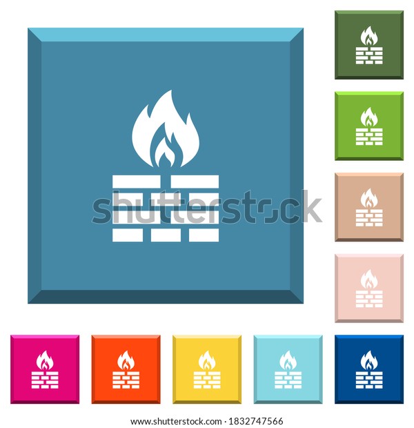 Firewall White Icons On Edged Square Stock Vector (Royalty Free ...